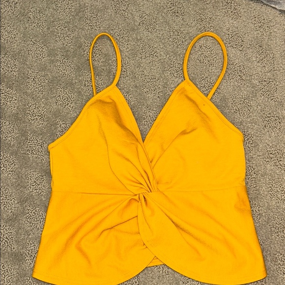 Zara | Tops | Zara Yellow Spaghetti Strap Tie Front Crop Top | Poshmark